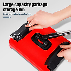 Carpet Sweeper Manual 3 Rolling Brushes Floor Sweeper Carpet Brush with Wheels and Large Waste Bin 43inch Detachable Carpet Cleaner for Pet Hair Dust DebrisCarpet Sweeper, Carpet Sweeper Manual, F