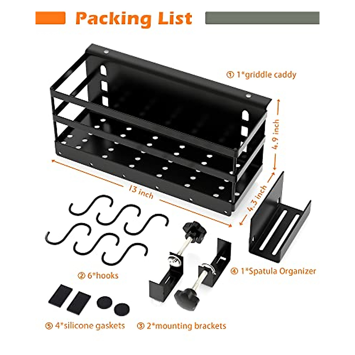 SHAPON Upgraded Griddle Caddy for 28" & 36" Blackstone Griddle Accessories Organizer for Clean & Organized Workspace Easy Install No Drill BBQ Griddle Accessories Storage Box Space Saving