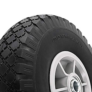 10" Flat Free Solid Tire Wheel,LIYYOO Flat Free Solid Rubber Replacement Tire for Garden Utility Cart Tires Snowblower Lawn Mower Wheelbarrow Generator Hand Cart (10" Diameter,5/8" Axle, 400 lb)