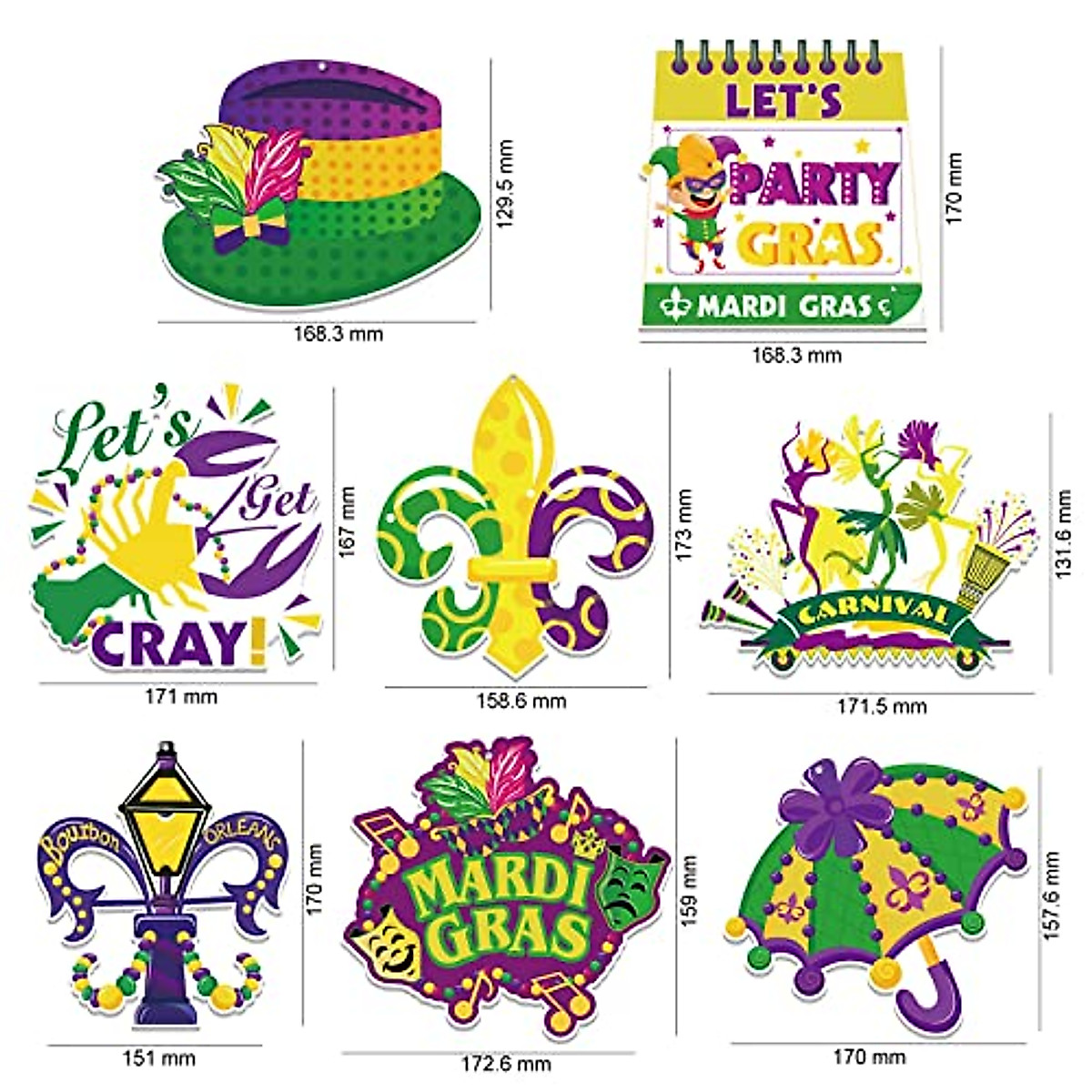 HOWAF Mardi Gras Party Hanging Swirls Decorations, Mardi Gras Themed Foil Swirls for New Orleans Party Ceiling Decoration, Mardi Gras Swirls Streamer for Masquerade Party Supplies, 30pcs