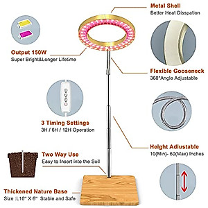 YVMOOEC Grow Light for Indoor Plants LED Growing Light for Indoor Plants Full Spectrum with Base,Height Adjustable 10-60 Inch, Idea for Plant Shelf,Plant Pots,Desk Large Plant Light