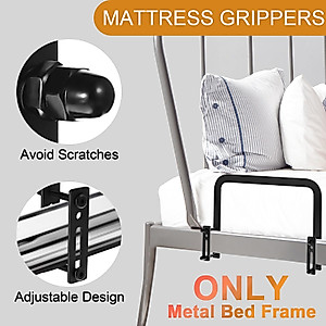 Mattress Slide Stopper, Non Slip Mattress Gripper for Metal Bed Frame, Mattress Holder Retainer Bar to Keep Mattress Topper from Sliding (2 Mattress Holders)