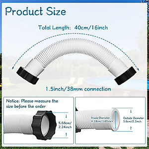eBoot 16 Inch Pool Pump Interconnecting Hose for Above Ground Pools Sand Filter Pumps Hose Compatible with Intex Filter Pump Pool Replacement Part (White)