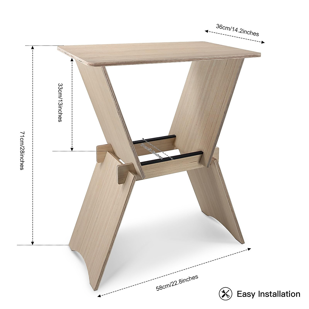 M MUSIC PUBLIC KINGDOM Record Player Stand with Record Storage Shelf, Solid Wood Turntable Stand, Light Wood