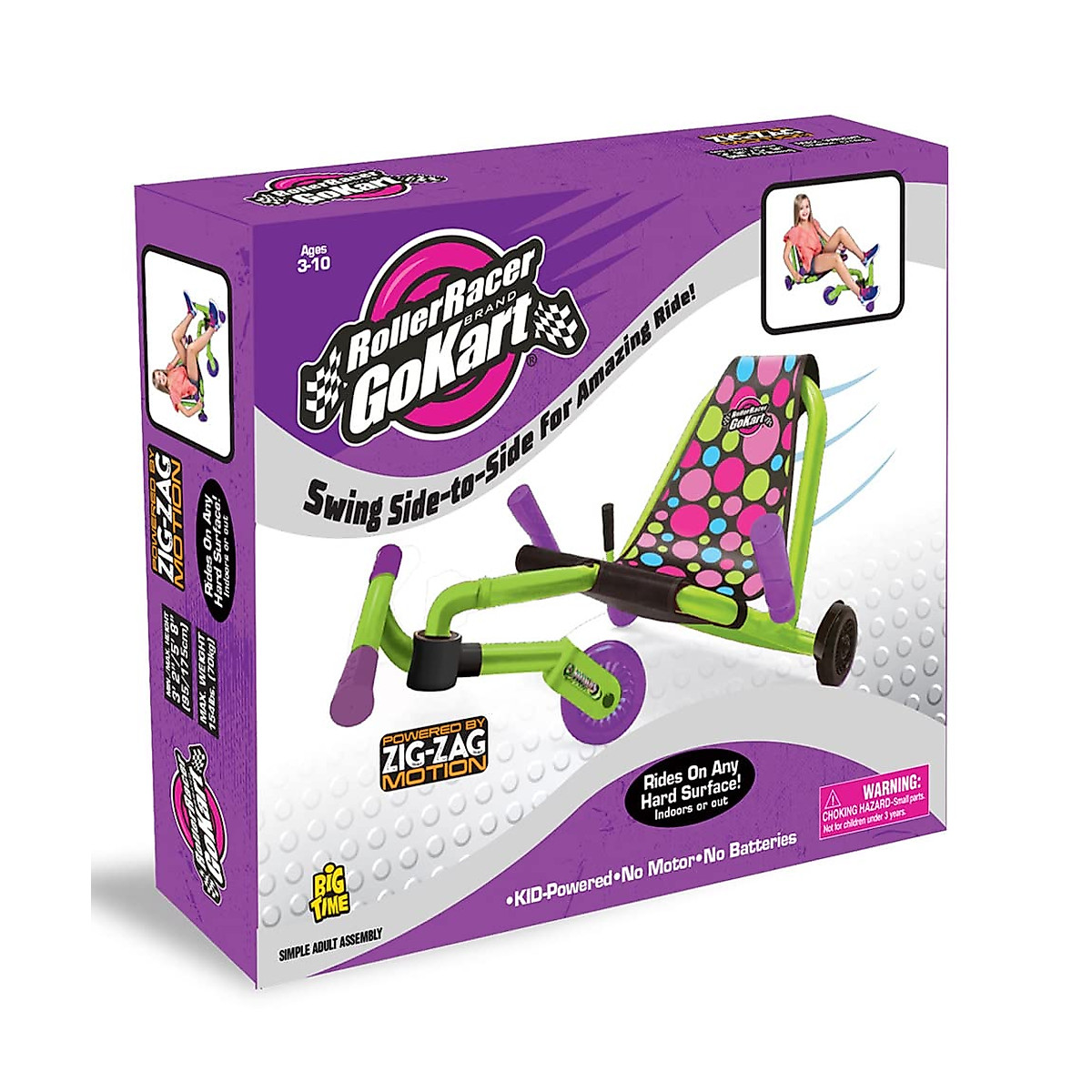 Roller Racer Go Kart, Swing Side-to-Side for Amazing Ride, Powered by Zig-Zag Motion, Rides on Any Hard Surface (Indoors and Outdoors)