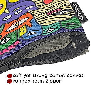 ODDS N TOTES Funny Monsters Jumbo Zipper Pouch Made from Recycled Plastic & Soft Canvas Zipper Pouch (Bundle Pack of 2)
