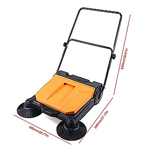 HUNGUOZHI 26" Hand-Push Sweeper Large Area Floor Push Sweeper, Commercial Industrial Floor Boards Clean, Easy Manual Walk-Behind Floor Sweeper