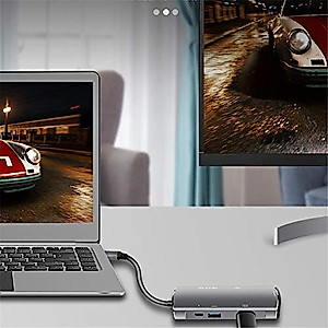 ZPLJ High-Speed 7-in-1 Ultra Slim Data Hub with Ethernet Port 4K HDMI 2 USB 3.0 Ports PD Charging Dual Support SD TF Card Reader Compatible for Flash Drive Laptops USB Hub Adapter Portable