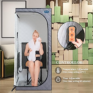 KUNSANA Full Size Portable Far Infrared Sauna Tent,Personal Home Sauna Spa with Heating Foot Pad and Portable Chair
