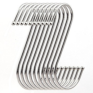 NXG 6-Pack 4.5 Inches S Shape Hooks,Heavy-Duty Stainless Steel Hanging Hooks - Ideal for Kitchen, Office, Home, Garden, Workplace