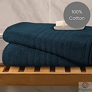 Oxycott 100% Cotton Set of 2 Bath Sheets Oversized 33x68 Ultra Soft Absorbent Quick Dry Durable Extra Large Bath Sheets for Bathroom - Hotel Quality Luxury Set Bath Sheet Towels 2 Pack Teal