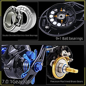 Sougayilang Fishing Rod and Reel Combo, Medium Heavy Fishing Pole with Baitcasting Reel Combo, 2-Piece Baitcaster Combo-Blue-5.9ft and Right Handle Reel