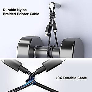 Deegotech Printer Cable, 6.6FT Nylon Braided USB B to USB C Printer Cable for MacBook Pro/Air, USB C MIDI Cable Compatible with iMac HP Epson Brother MIDI Controller Casio Digital Piano