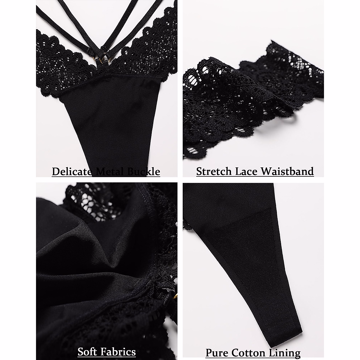 Banamic Womens Panties Thong Lace G-String T-Back Panties Strappy Panties Sexy