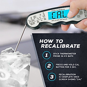 KIZEN Digital Meat Thermometer with Probe - Waterproof, Kitchen Instant Read Food Thermometer for Cooking, Baking, Liquids, Candy, Grilling BBQ & Air Fryer - Black/White
