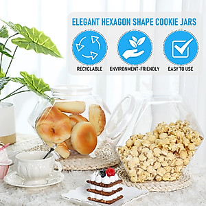 Uiifan 1 Piece Hexagonal Plastic Candy Jar with Lid Cookie Jar Clear Hexagonal Candy Containers for Snacks, Cookies, Dog Food, Craft and Sewing Supplies, Coffee Pod, Laundry Pod (29 oz)