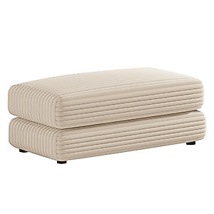 Yoglad Corduroy Fabric Modular Sectional Sofa,Cloud Loveseat,Comfy Deep Plush Couch with Ottomans and Toss Pillows,for Small Spaces, Living Room,Bedroom, Office(Beige)