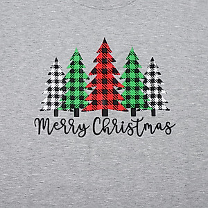 Merry and Bright Shirt Women Funny Leopard Printed Plaid Christmas Trees Long Sleeve Sweatshirts Xmas Graphic Tees