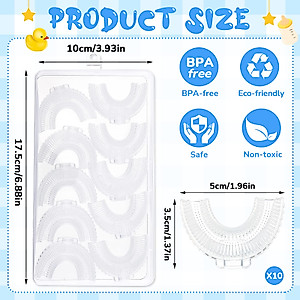 Patelai 10 Pcs U Shaped Replacement Toothbrush Heads Kids Silicone Brush Head with Storage Box, 360 Degree Oral Teeth Cleaning for Children Electric Manual Toothbrushes Replace