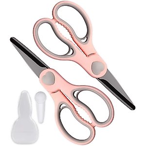 Ceramic Scissors for Baby Food by WELLSTAR, Black Blade Safety Healthy BPA Free Portable Toddler Shears with Protective Cover and Travel Case, 2 Pack