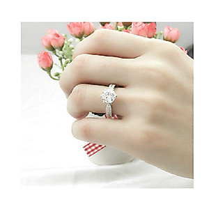 LONAGO Brilliant 1.5CT Real Moissanite Diamond Engagement Ring Solid 14k White Gold Wedding Anniversary Ring