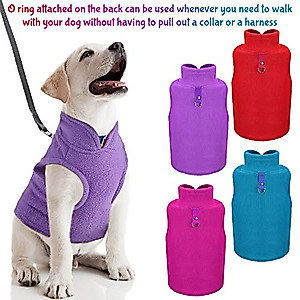 Dog Fleece Vest 4 Pieces Dog Cold Weather Pullover Dog Cozy Jacket Winter Dog Clothes Pet Sweater Vest with Leash Ring for Small Dogs