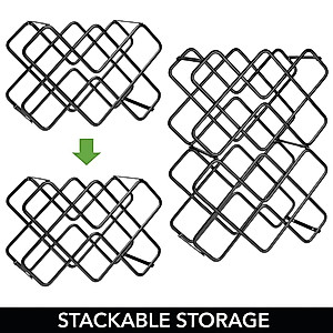 mDesign Metal Free-Standing Wine Rack Storage Organizer for Kitchen Countertops, Pantry, Fridge - Stores Wine, Beer, Pop/Soda, Water Bottles - 3 Levels, Holds 8 Bottles - Black