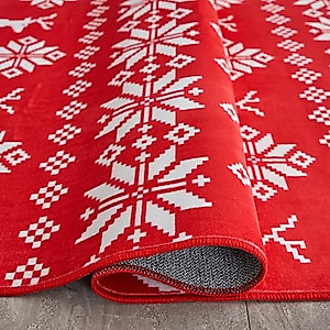 Auemtyn Area Rug 2'x3' Christmas Indoor Mat Christmas Rug Washable Rug, Rugs for Living Room Bedroom, Non-Slip Backing Snowflake Deer Entryway Rug, Stain Resistant for Christmas Decor(2'x3',Deer)