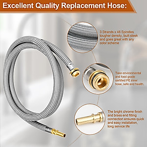 88624000 Kitchen Faucet Pull Out Hose Replacement for Hansgrohe Sink Spray Faucet, 59 Inch Pull Down Hose with Brass Connectors Replace 95507000 95506000