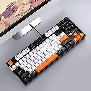 MageGee 75% Mechanical Gaming Keyboard with Yellow Switch, LED White Backlit Keyboard, 87 Keys Compact TKL Wired Computer Keyboard for Windows Laptop PC Gamer - White/Black