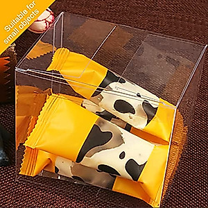 Oomcu 80 Pack Clear Plastic Favor Boxes,Transparent Macaron Cupcake Chocolate Candy Cookies Malt Balls Soap Gift Single Individual Packaging Boxes for Wedding Party Baby Shower Display(2" x 2" x 2")