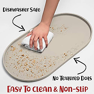 DogBuddy Dog Food Mat - Waterproof Dog Bowl Mat, Silicone Dog Mat for Food and Water, Pet Food Mat with Edges, Nonslip Dog Feeding Mat, Dog Food Mats for Floors (Small, White Sand)