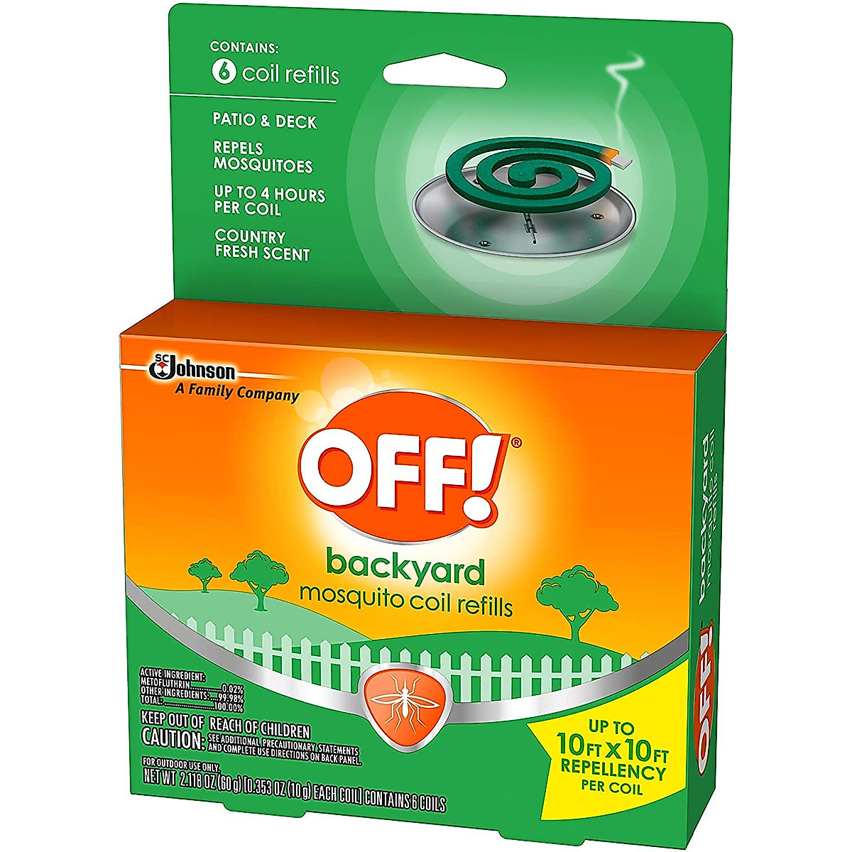 OFF! Backyard Mosquito Repellent Coil Refills, Perfect for Outdoor Patios Country Fresh Scent, 6 Count