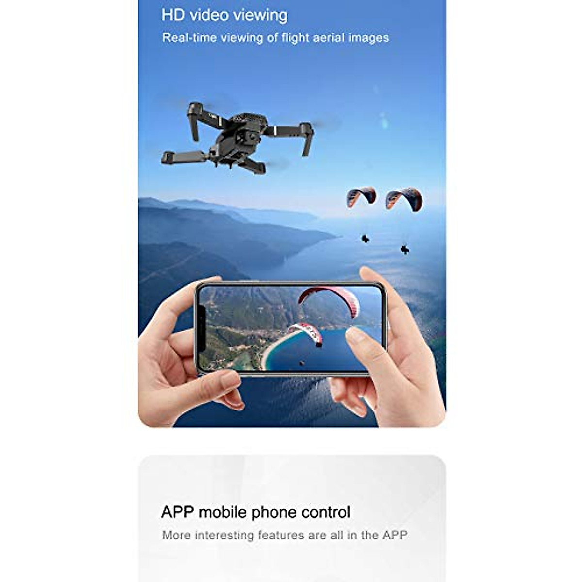 E88 Pro Drone with 4K Camera, WiFi FPV 1080P HD Dual Foldable RC Quadcopter Altitude Hold, Headless Mode, Visual Positioning, Auto Return Mobile App Control, Black, 7.83 x 7.17 x 2.87 inches