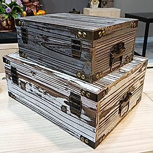 Wooden box, handicraft storage box, suitable for art hobby and family storage, handmade wooden box, commemorative gift jewelry box, collection box (10.62 * 7.51 * 4.33inch, Retro grey)