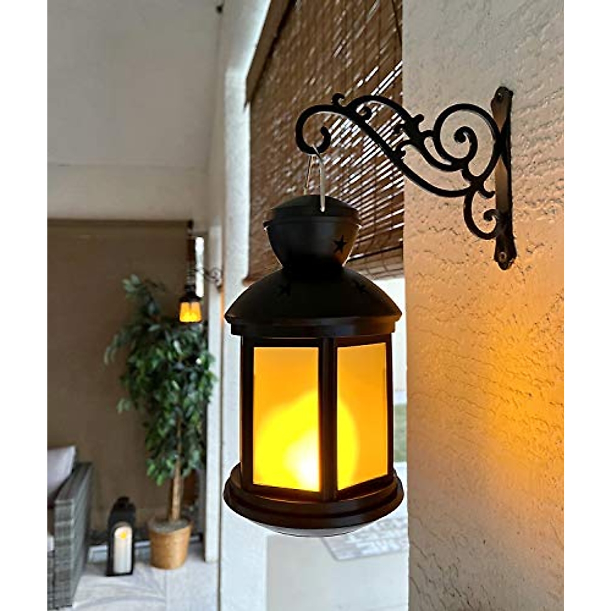 HongKim 2 Pieces 6-Inch Outdoor Indoor Small Decorative Iron Wall Hooks for Hanging Lanterns Solar Lights Bug Zappers Hummingbird Feeders Wind Chimes Hangers, Black