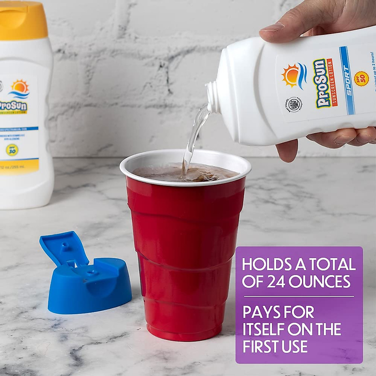 Hidden Sunscreen Flask By Smuggle Mug | Dispenses Sunblock | Disguised Container for Liquor | Secret Bottle to Hide Booze | Cruise Travel Containers | Flasks For Smuggling Rum Or Beverages