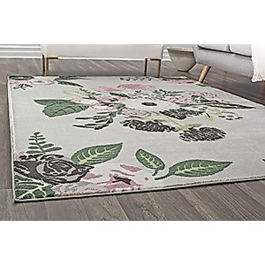 Rugs America Hanna VA40C Rose Garden Gray Floral Transitional Area Rug, 5'x7'