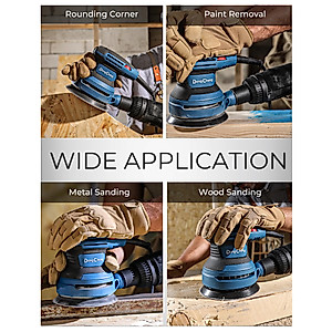 Dong Cheng 5-Inch Random Orbital Sander 380W 12800OPM Electric Palm Sander, 6 Variable Speeds, with 20pcs Sandpaper & Detachable Dust Bag, Power Sander for Woodworking, Sanding & Polishing