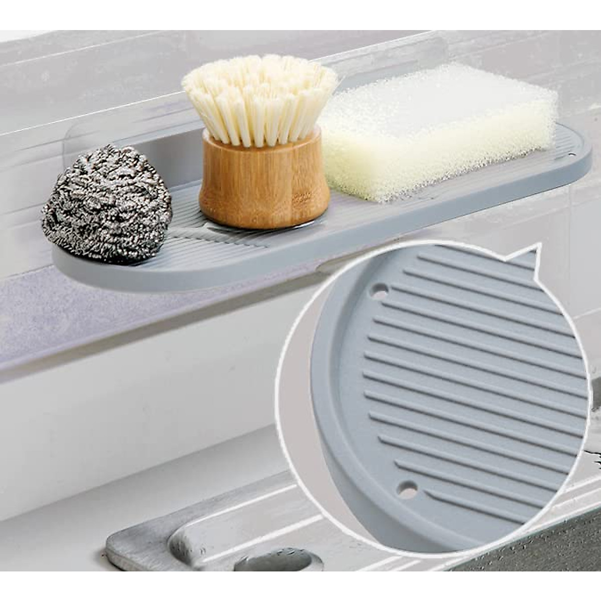 Fineget Floating Shower Shelves Plastic Wall Mount Shelf Adhesive Soap Shower Shelves for Bathroom Kitchen Bathtub Bedroom Living Room Rustproof No Drilling Storage Organizer Quick Dry Grey 2 Pack