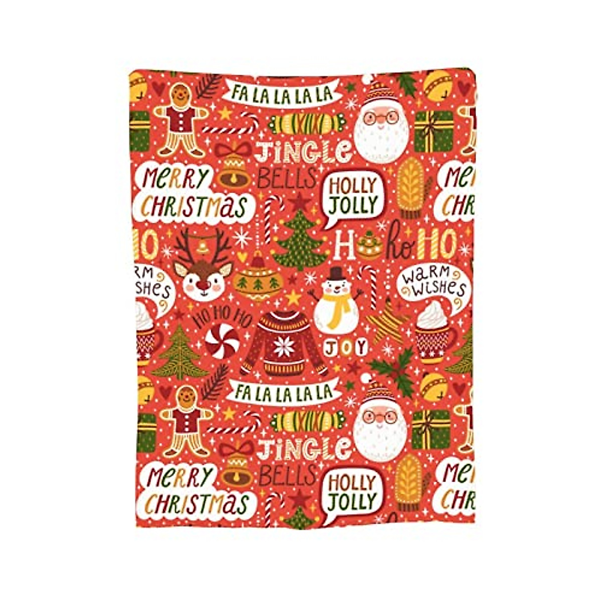 Christmas Santa Claus Reindeer Snowman Blanket Throw Flannel Fleece Ultra Soft Blanket for Couch Sofa Bed 80"X60"