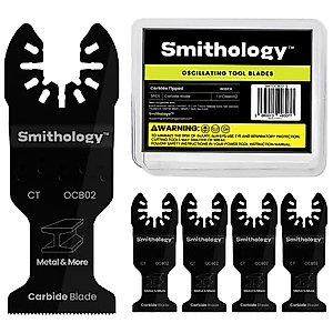 Smithology Carbide Oscillating Saw Blades – 5 Pcs Metal Cutting Multi Tool Blades for Hard Metal, Nails, Screws, Carbide Oscillating Tool Blades, SMTOCB02-5