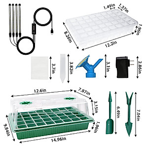 MQFORU 2 Pack Seed Starter Trays with Grow Light, 80 Cell Seed Starter Kit with Timer, Adjustable Domes, Plant Starter Trays Kit for Propagation, Cloning Plants, Seed Germination