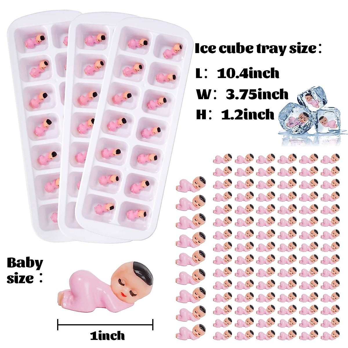 My Water Broke Baby Shower Game with 100 Mini Plastic Babies, 3 Ice Cube Trays, for Party Decorations Baby Shower Games (Blue)