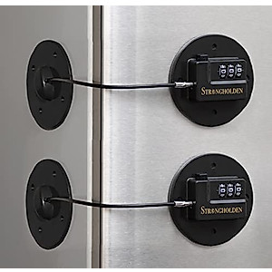 Refrigerator Lock Combination, Fridge Lock Combo - Take Care of Your Family with Strongholden - No Keys Needed - Just Stick It (Black & Round, 2pcs)