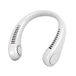 Portable Neck Fan, Hands Free Bladeless Fan, Rechargeable Battery Operated Wearable Personal Fan, Leafless, Rechargeable, Headphone Design, USB Powered Desk Fan,3 Speeds, White