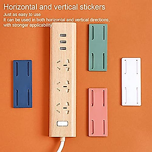[8-Pack] Adhesive Punch-Free Socket Holder | Power Strip Holder Wall Mount | Self-Adhesive Desktop Socket Fixer | Space Saving Outlet Adapter Socket Storage Organizers