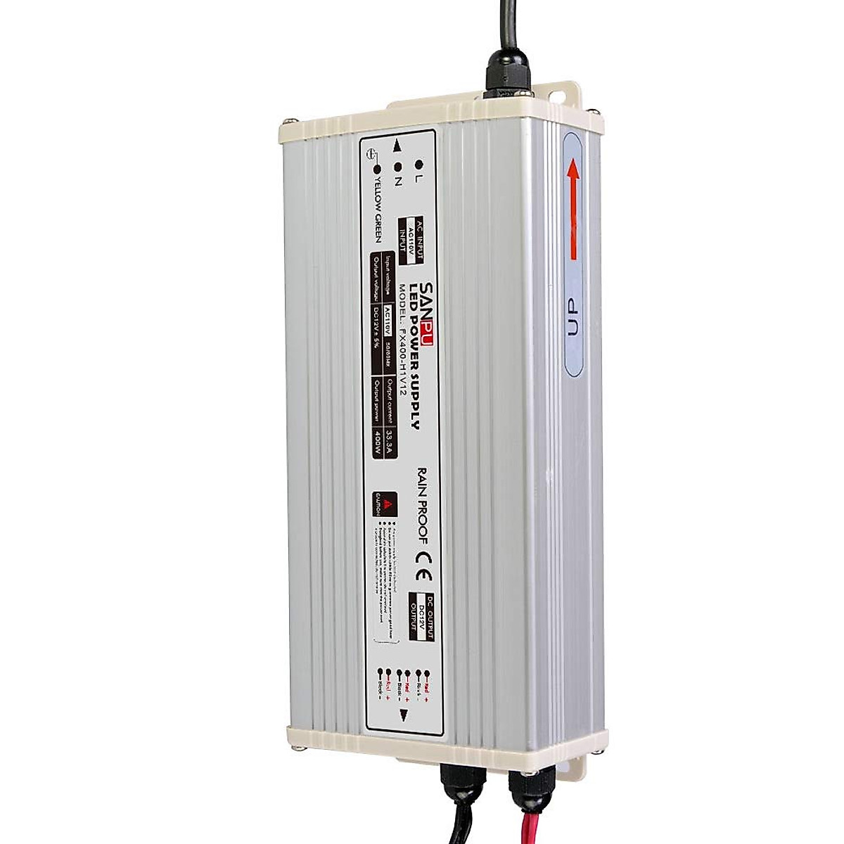 SANPU SMPS LED Driver 400w 12v 33a Constant Voltage Switching Power Supply 110v 120v ac-dc Transformer Ourdoor Rainproof IP63 (SANPU FX400-H1V12)