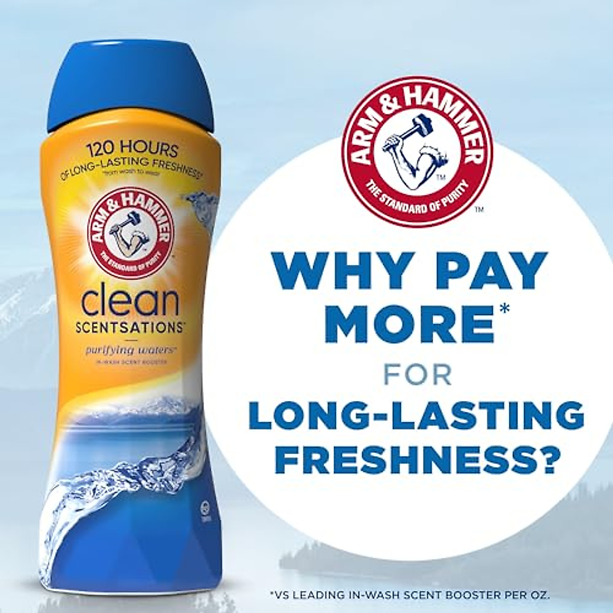Arm & Hammer In-Wash Scent Booster, Purifying Waters, 24 oz, Pack of 4