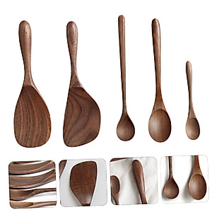 SWOOMEY Black Walnut Cutlery Set Suits for Kids Kits for Kids Kitchen Japanese Kids Suits Suit for Kids Bamboo Cooking Utensils Tools for Kids Wood Tools Wood Scoop Wooden Child Spoon
